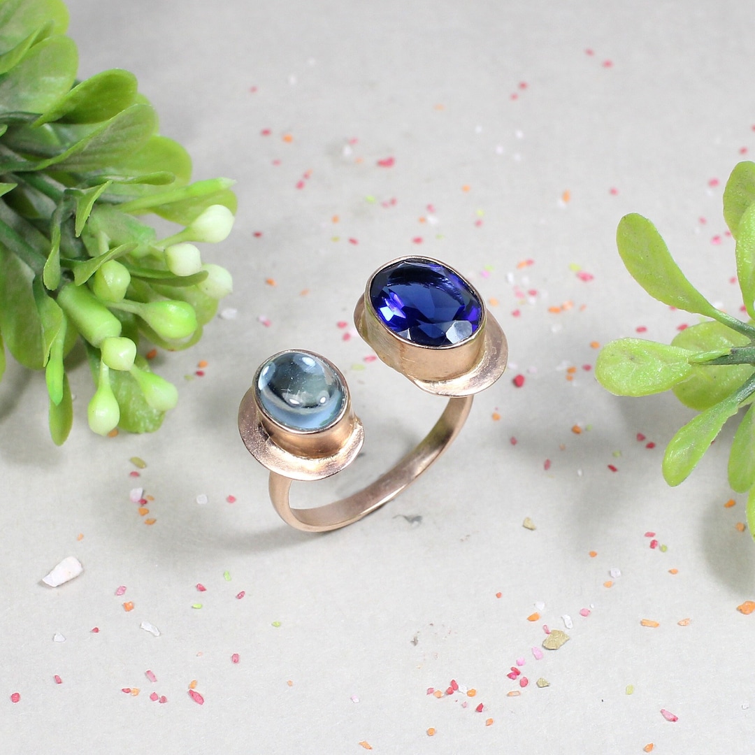 Ink Blue Hydro Ring: 925 Sterling Silver Adjustable Gemstone Ring - Etsy