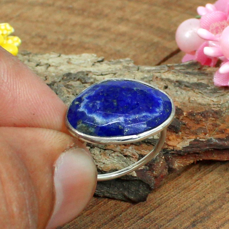 Lapis Ring Faceted Stonefancy Shape Natural Gemstone Silver - Etsy