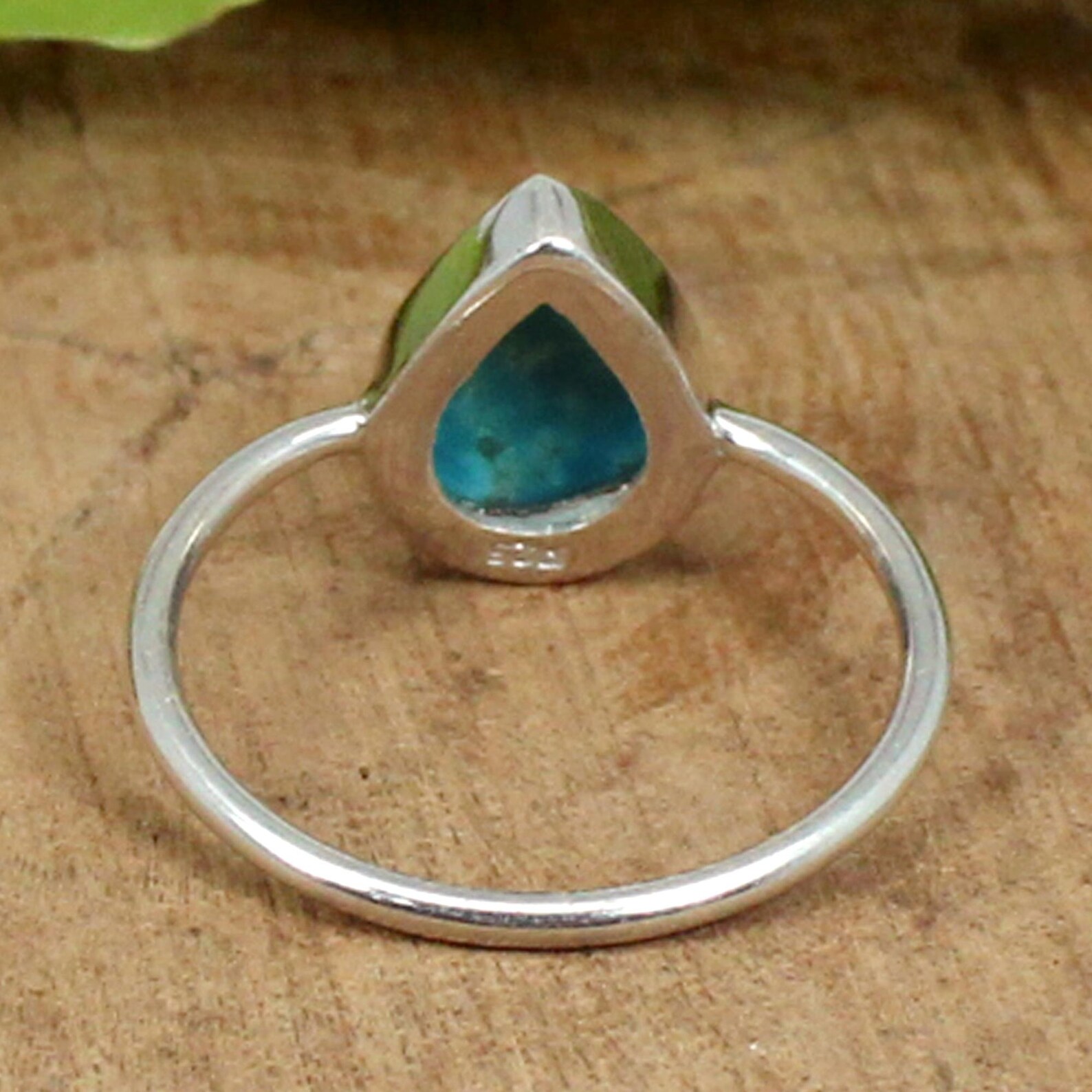 Turquoise Silver Ring Small Stone Ring Pear Stone Ring Blue | Etsy