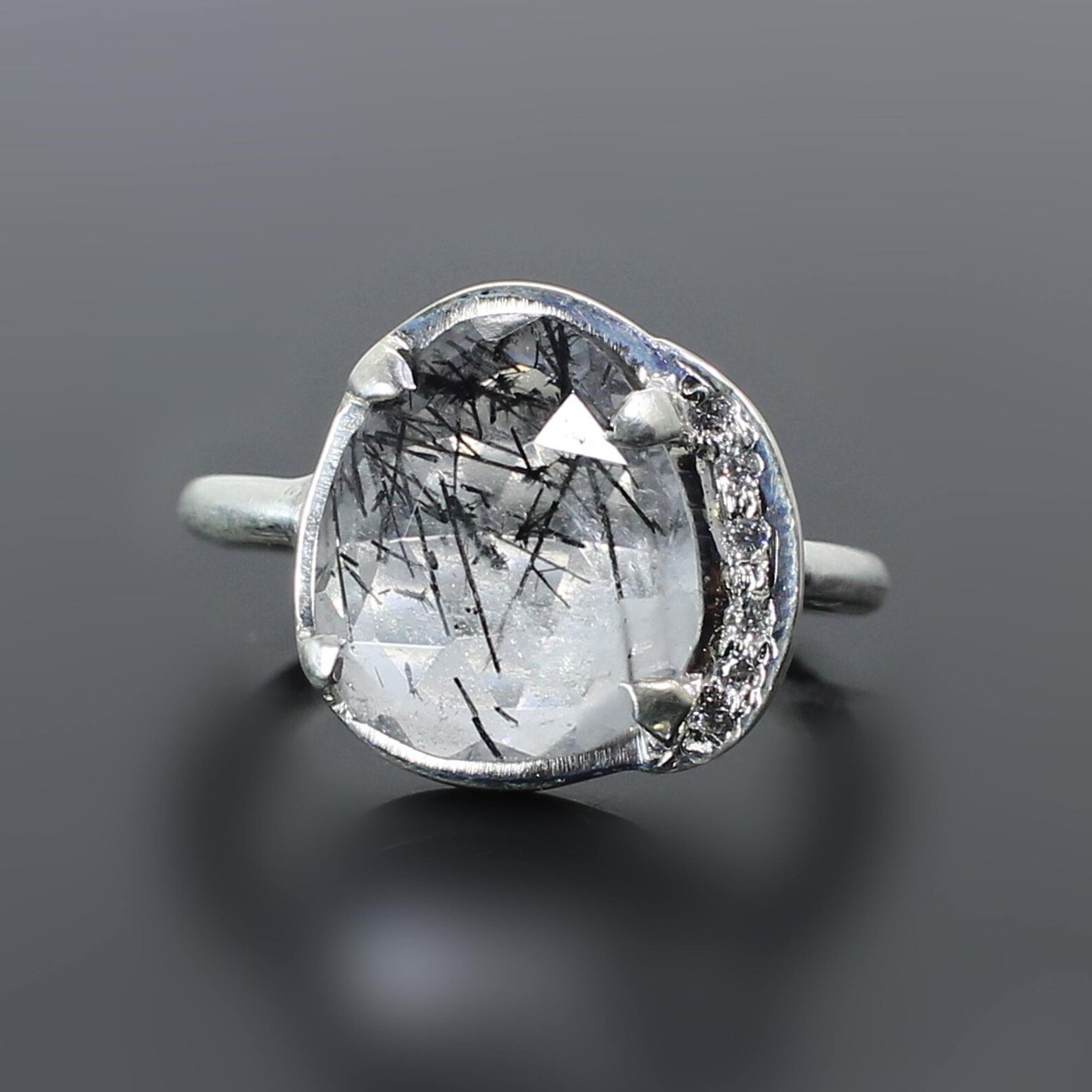 Black Rutile Quartz Ring Natural Black Rutile Ring Cubic - Etsy