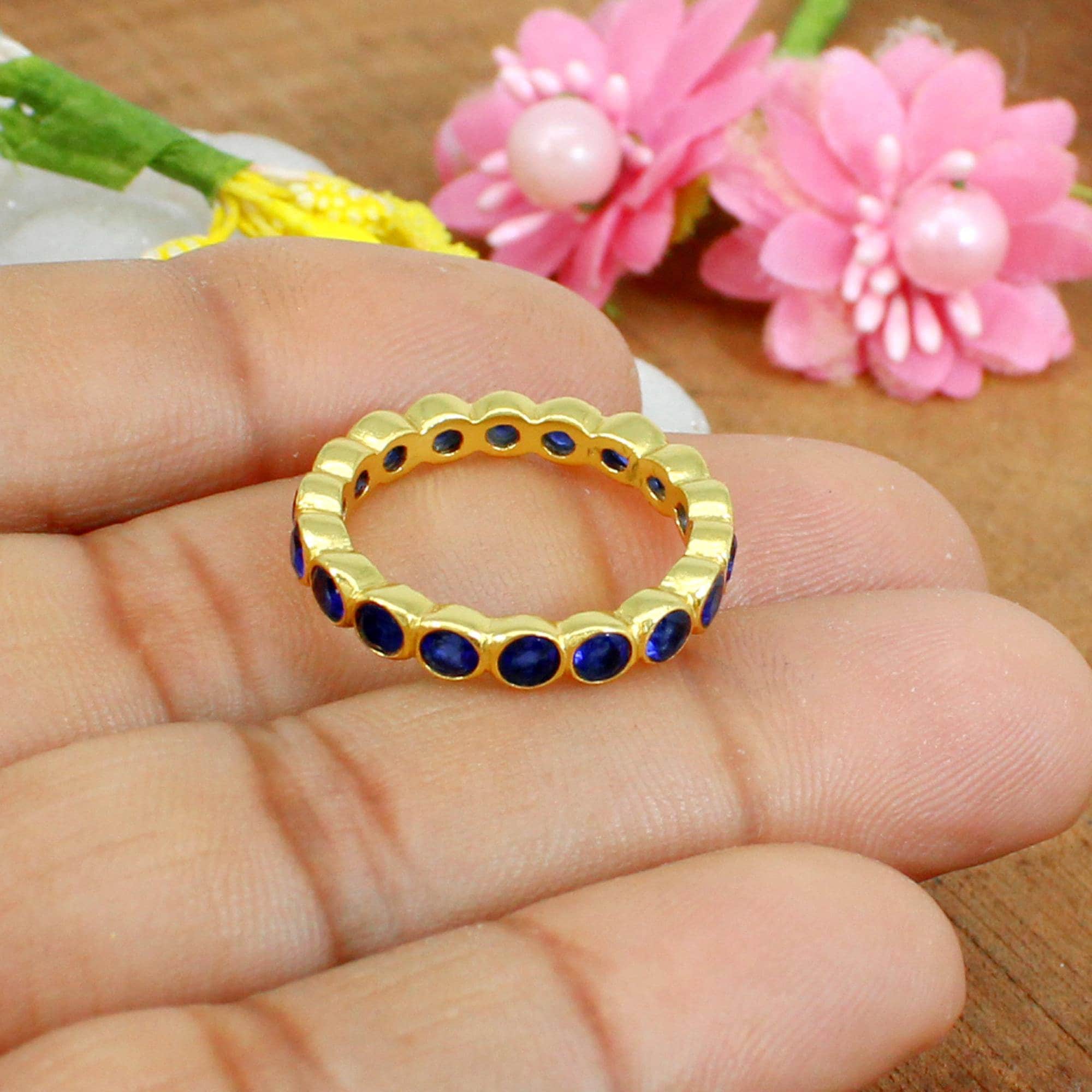 Blue Eternity Ringhandmade Gold Plated Ringgemstone Silver | Etsy