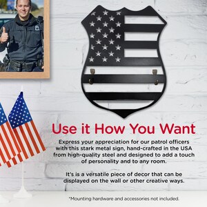 Black Metal Cop Badge Plaque With Stars and Stripes Cut-out Police ...