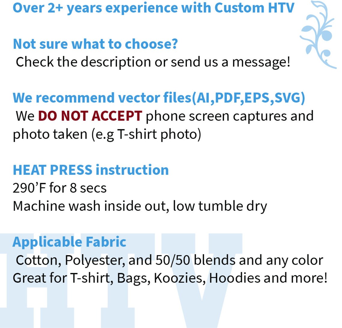 Full Color Custom HTV Print and Cut Ready to Press HTV | Etsy