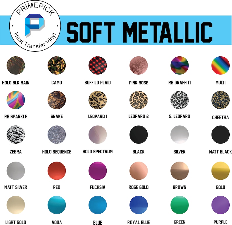 Metallic HTV, Soft Metallic Colors, Heat Transfer Vinyl, Cameo, Cricut ...