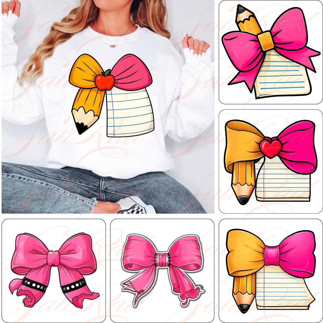 Teacher Pencil Bow PNG, Classroom SVG Files (digital Download) - Etsy