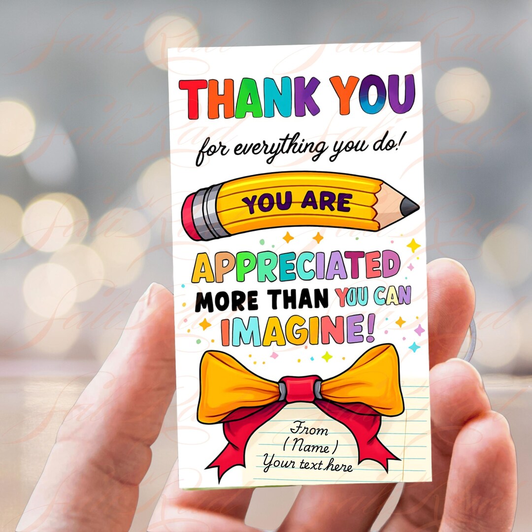 Teacher Appreciation Gift Tags Thank You Gift Tag Printable Teacher ...