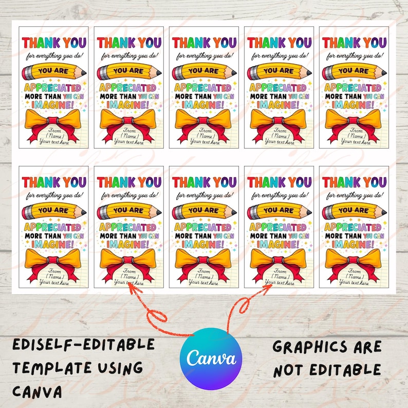 Teacher Appreciation Gift Tags Thank You Gift Tag Printable Teacher ...