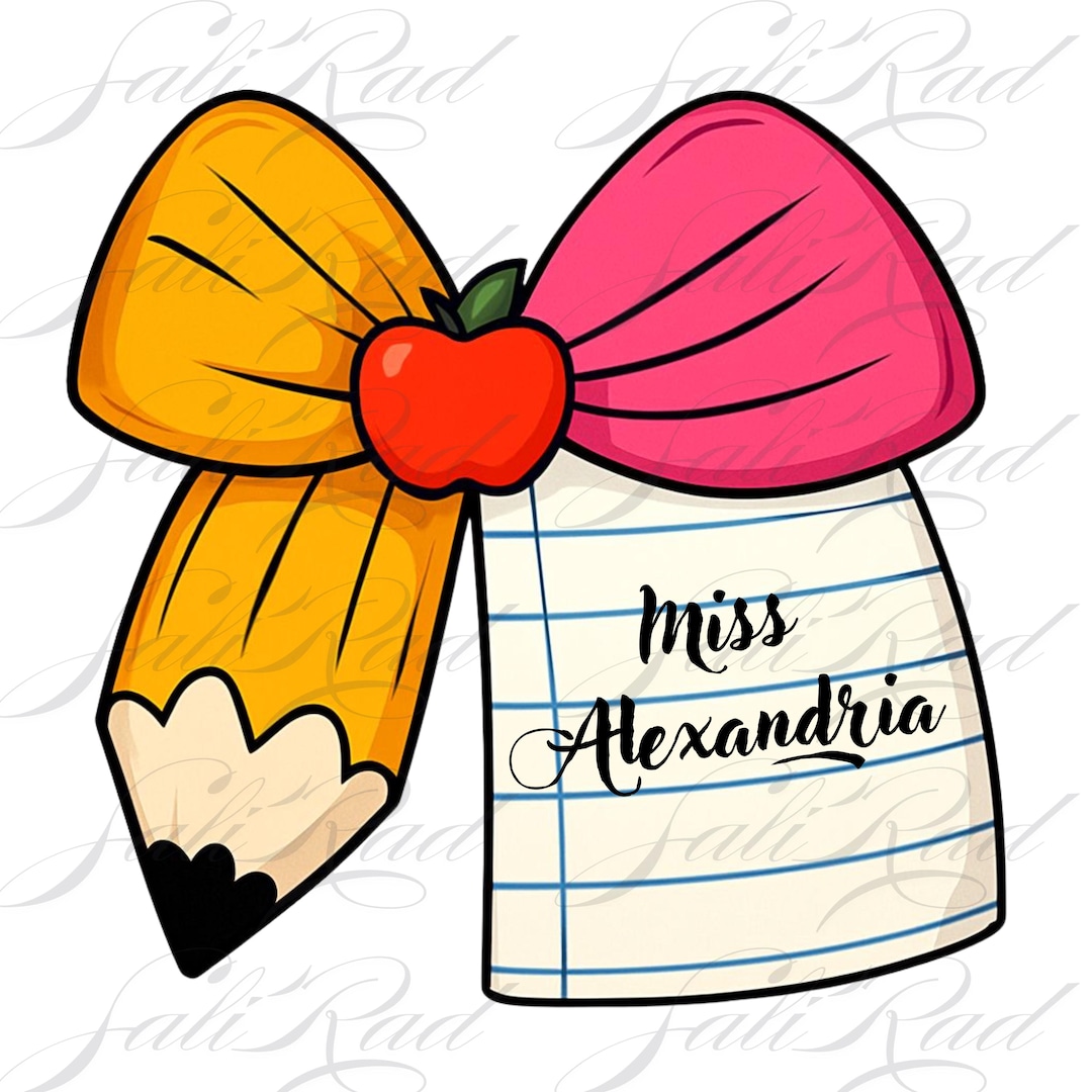 Personalized Teacher Pencil Paper Bow PNG File Teacher Appreciation ...
