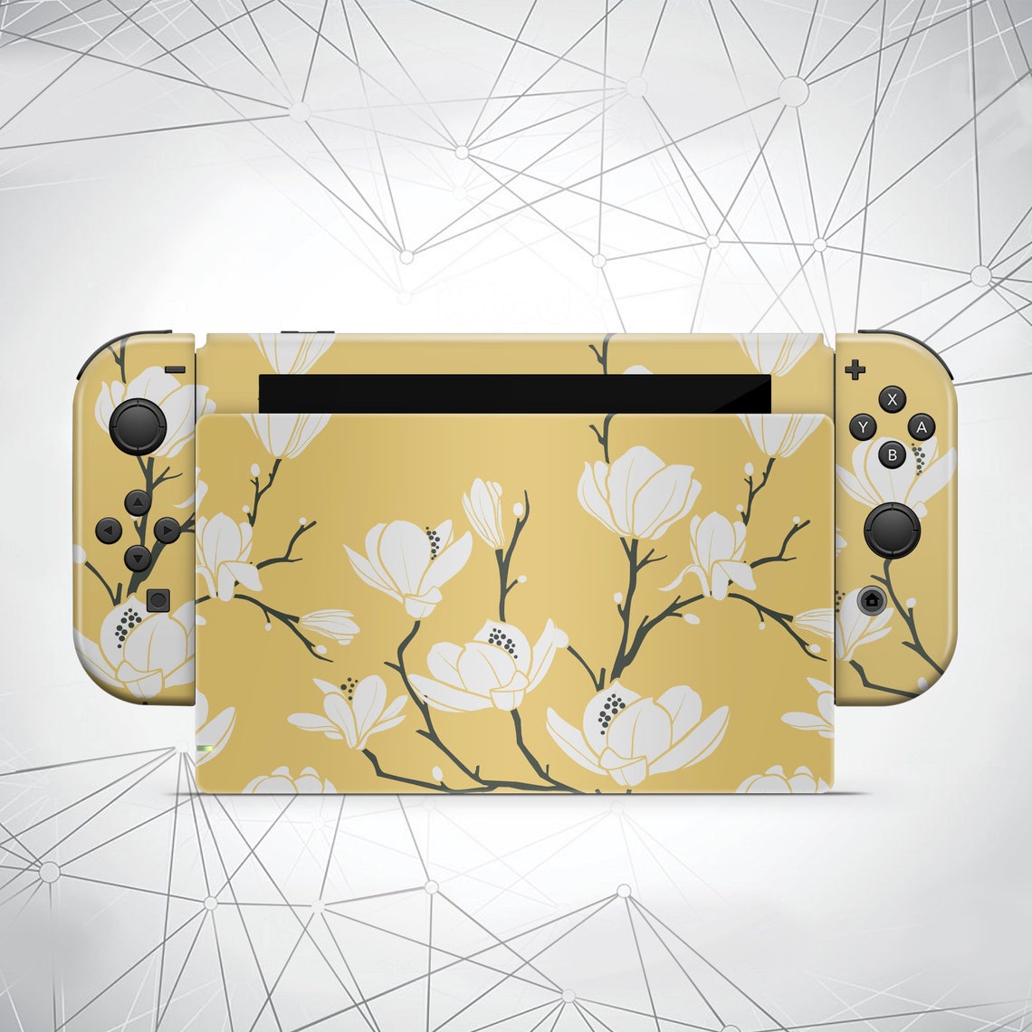 Flower Nintendo Switch skin Floral Joycon decal Yellow Gamer | Etsy