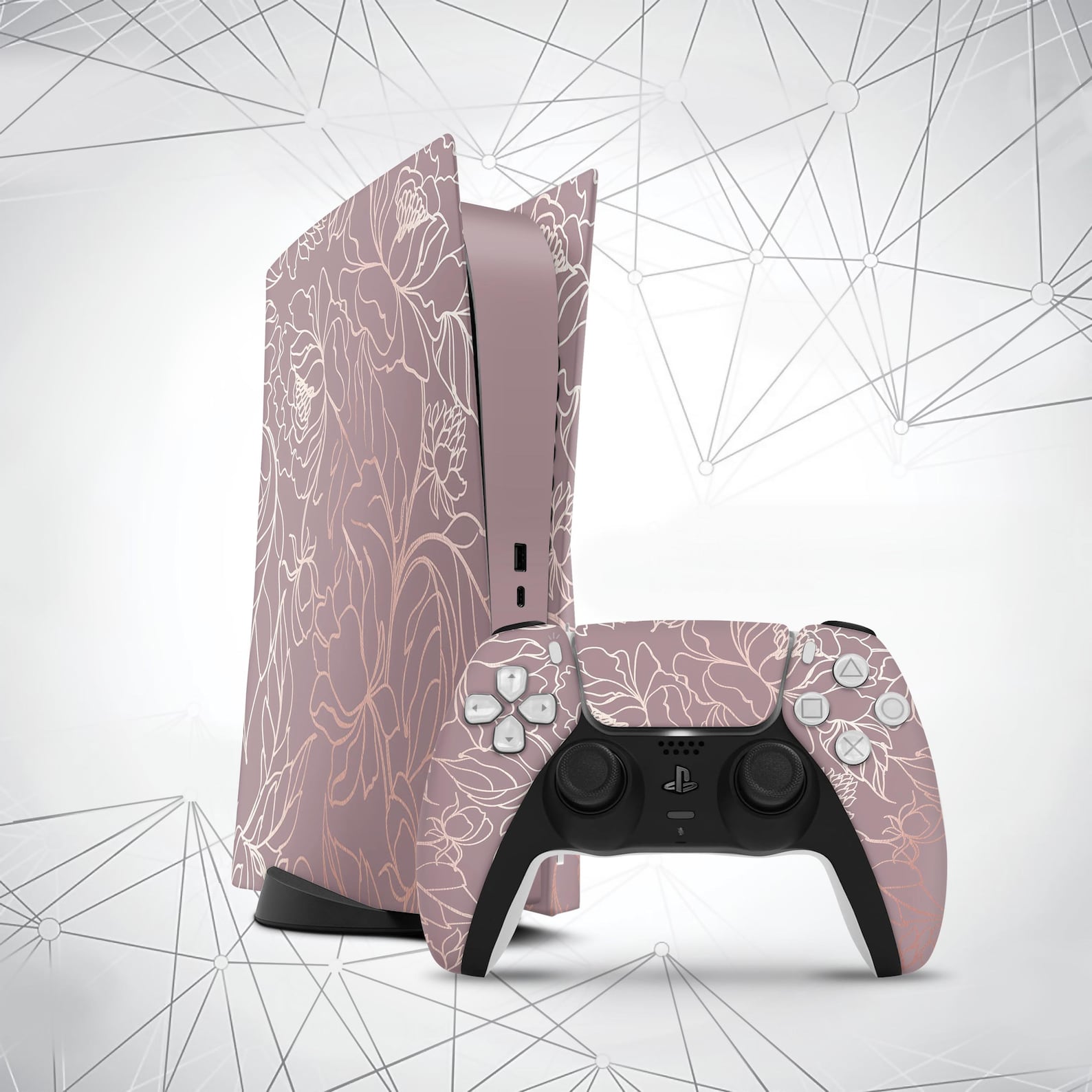 Playstation PS5 Rose Leaf Skin PS4 Pro Pink Sticker | Etsy