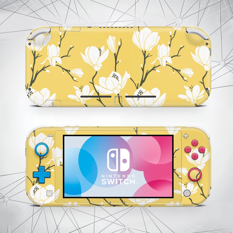 Flower Nintendo Switch skin Floral Joycon decal Yellow Gamer | Etsy
