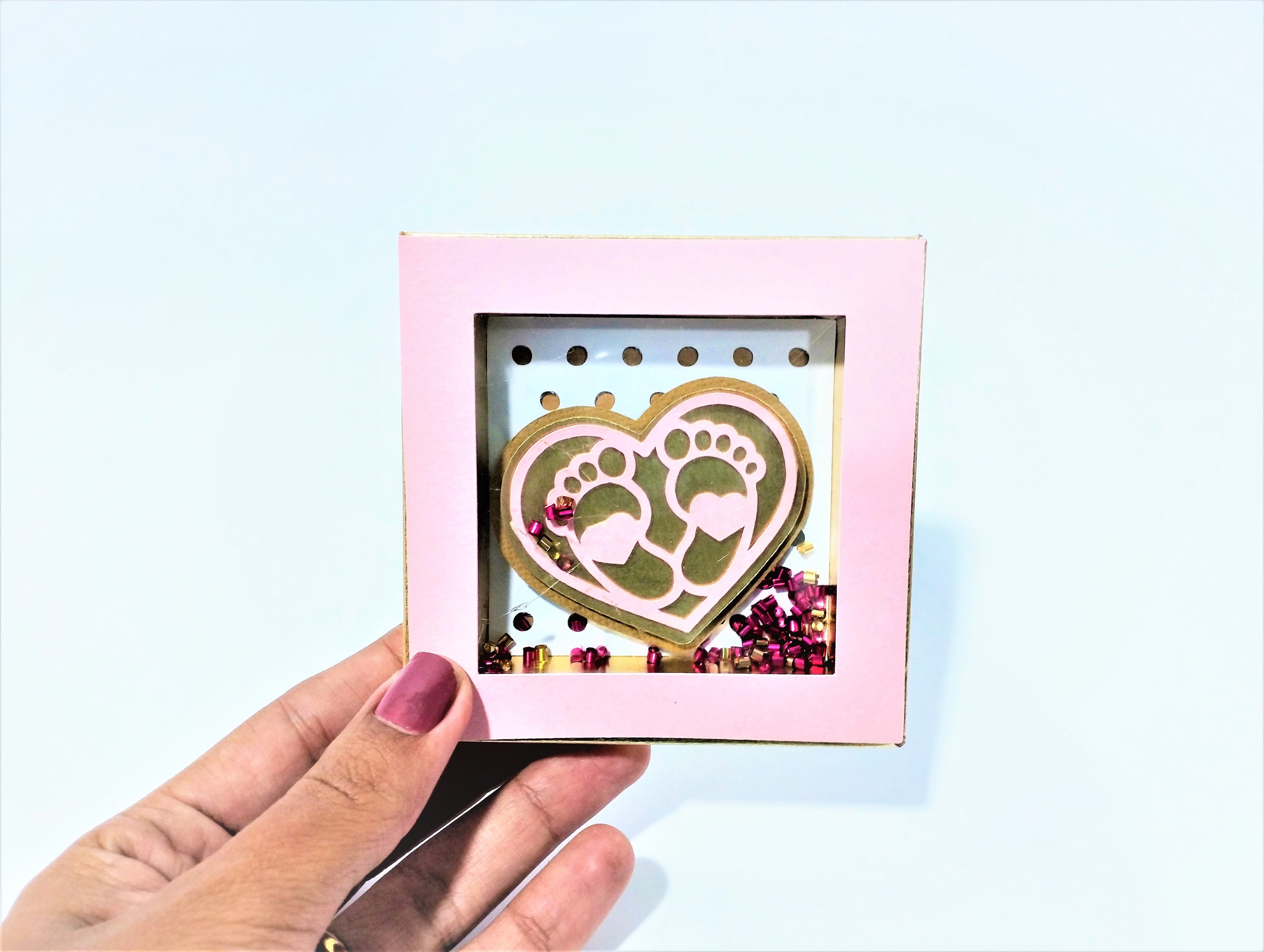 SVG Shaker Mini Shadow Box Footprint Baby Girl Template Baby - Etsy