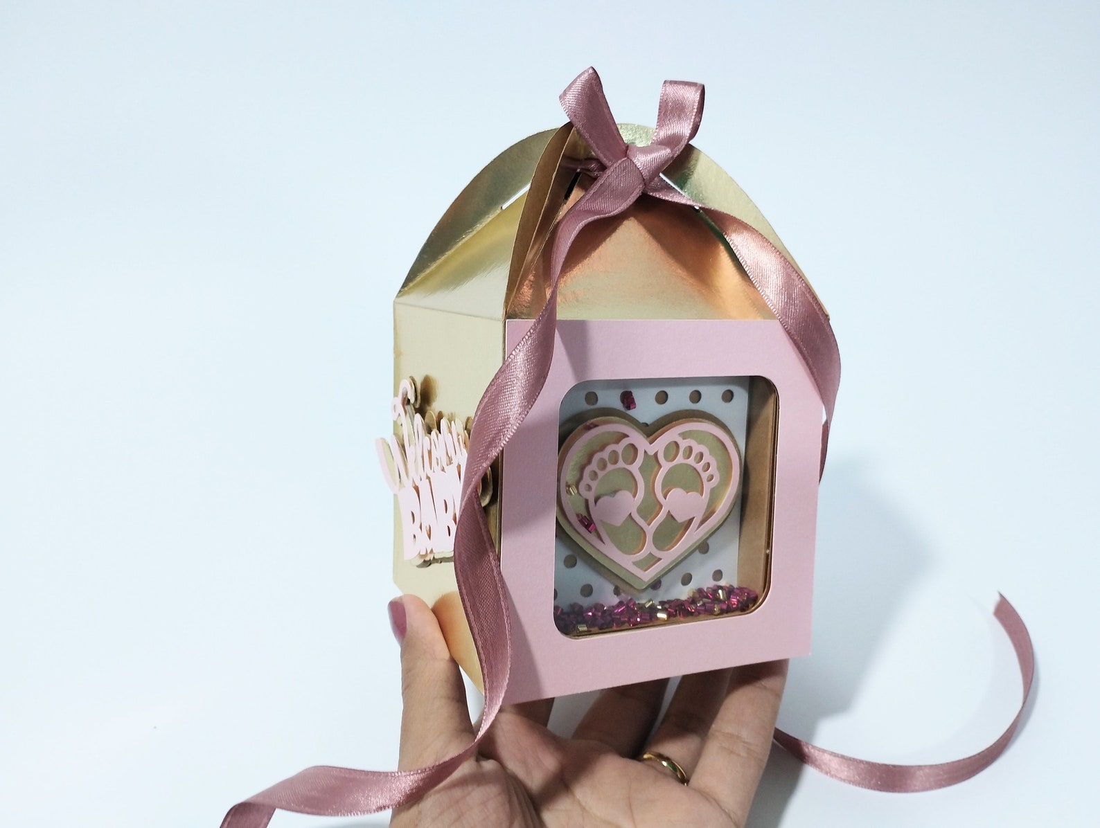 Svg Shaker Box Footprint Baby Girl Template Baby Shower Gender - Etsy