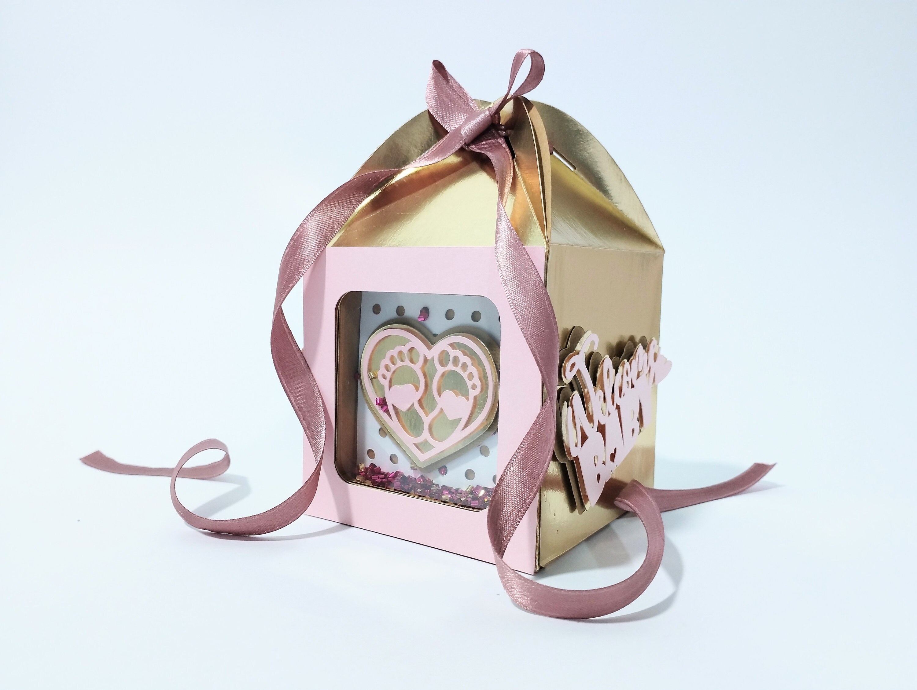 Svg Shaker Box Footprint Baby Girl Template Baby Shower Gender - Etsy