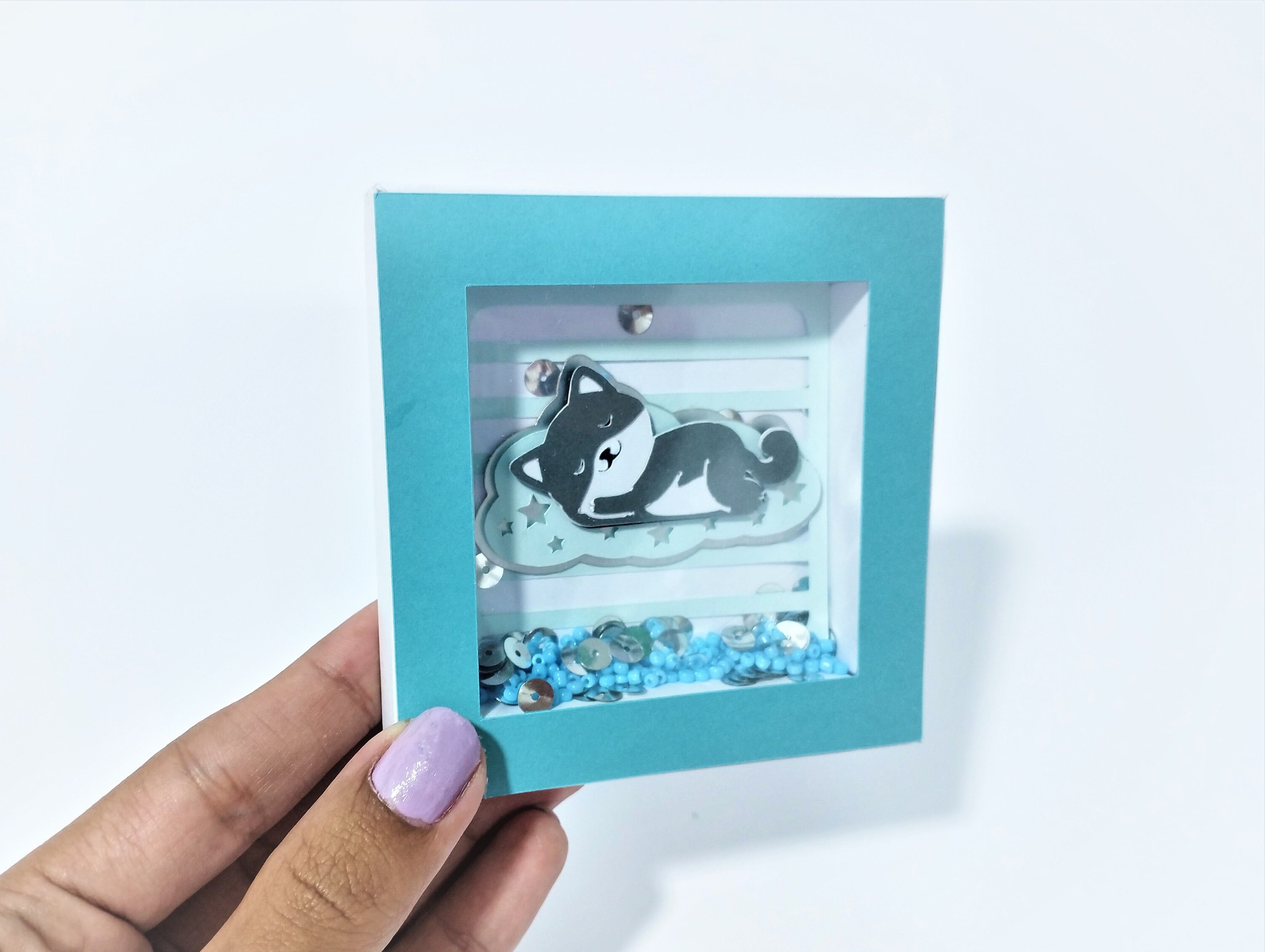 SVG Shaker Mini Shadow Box Cat Baby Boy Template Baby Shower Favor Box Cricut SVG File Gift Box ...