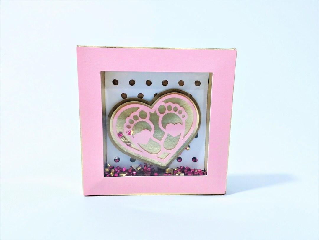 SVG Shaker Mini Shadow Box Footprint Baby Girl Template Baby Shower ...