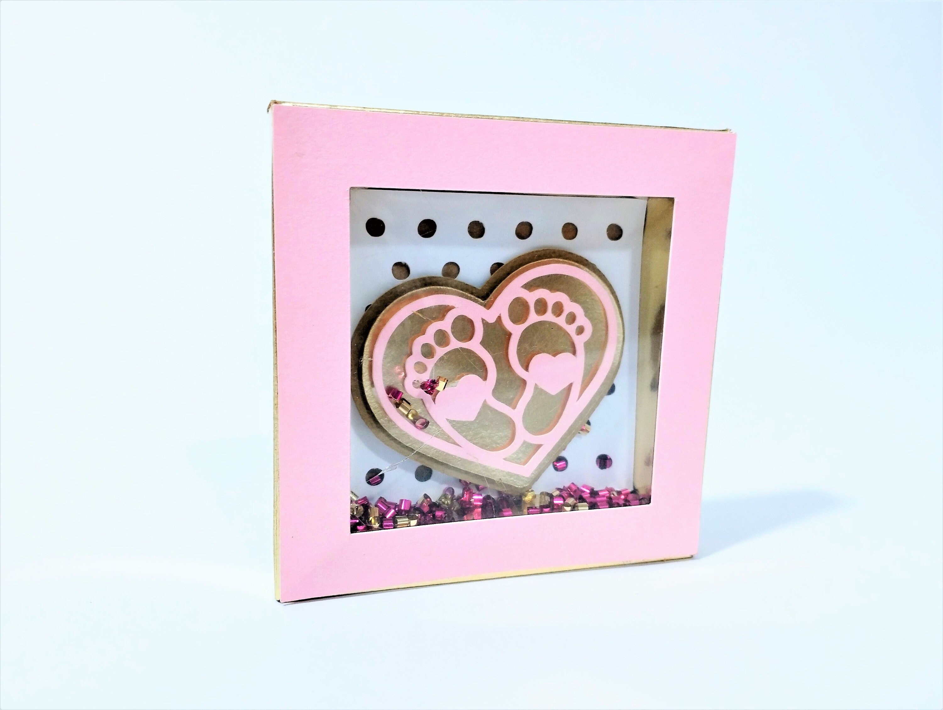 SVG Shaker Mini Shadow Box Footprint Baby Girl Template Baby - Etsy
