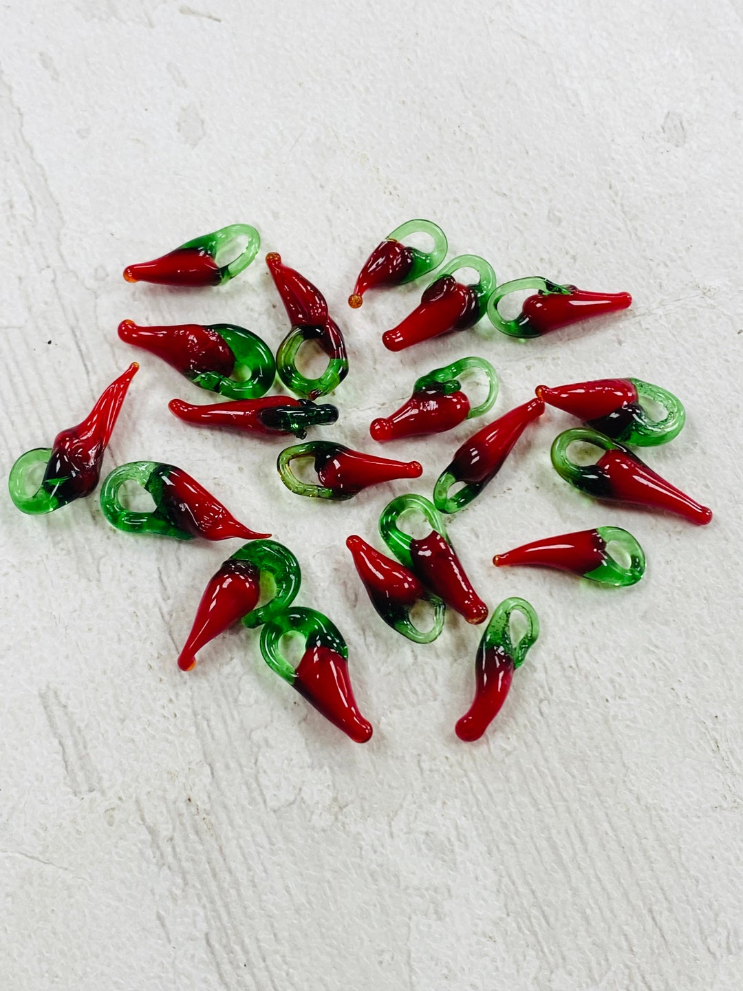 Glass Lamp Work Red Chilli Charms X 20, Chilli Beads, Glass Beads ...