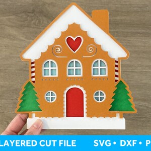 3D Gingerbread House SVG for Christmas, Layered SVG File for Cricut and ...