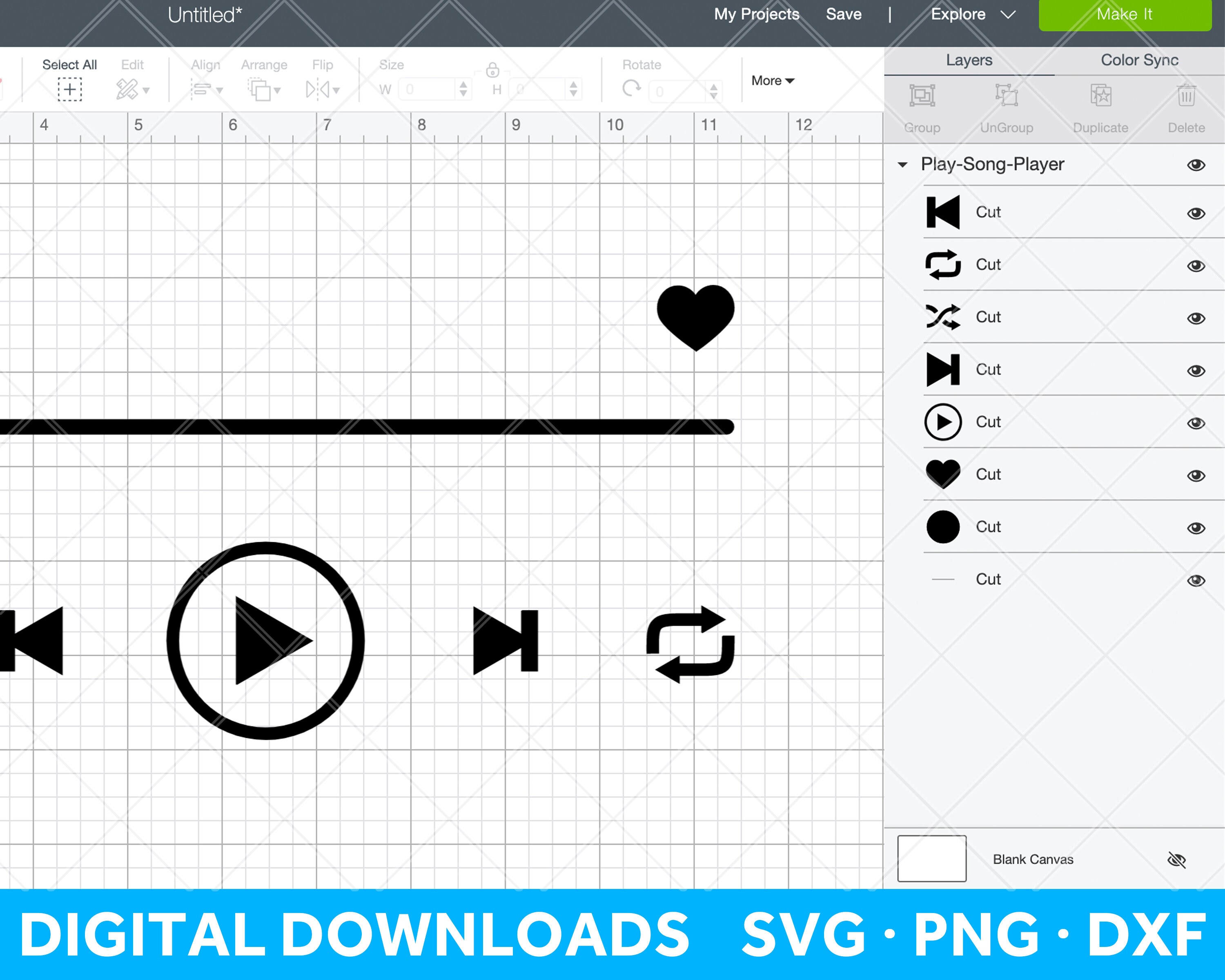 Music Player SVG files for Cricut Song Svg Play Button Svg | Etsy