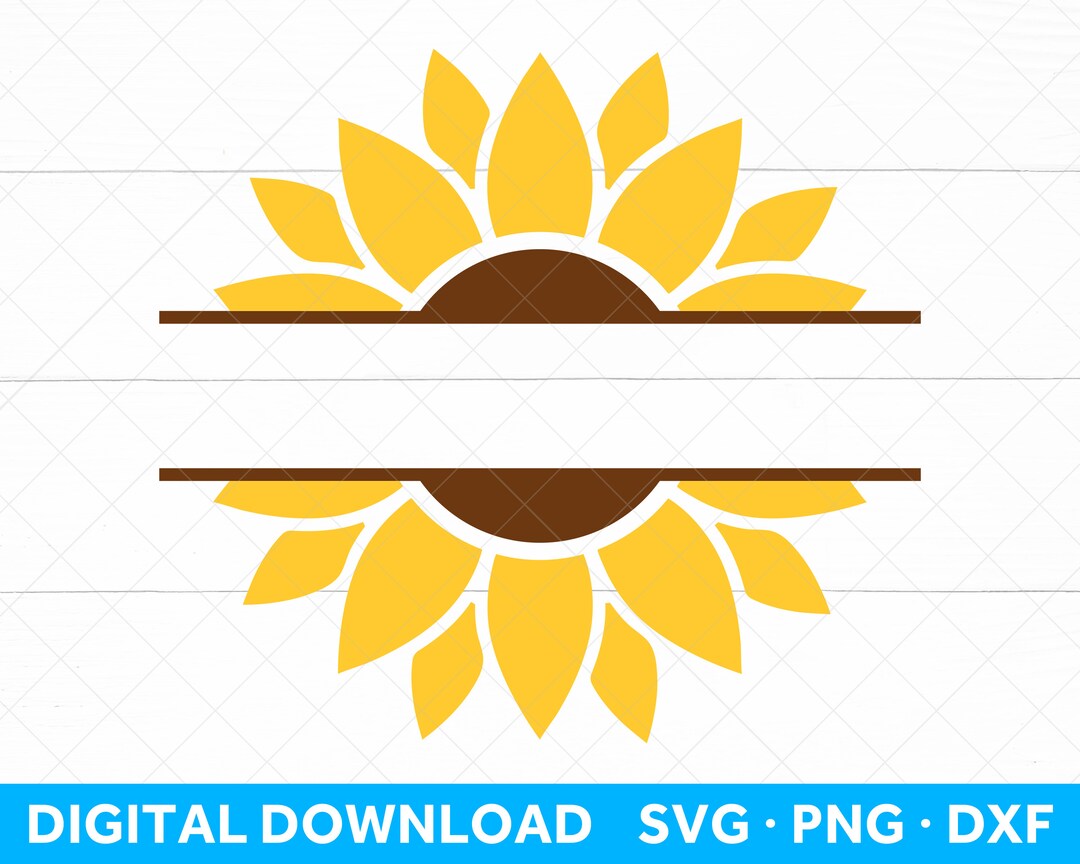 Sunflower SVG File for Cricut, Flower SVG, Sunflower Split Monogram Svg ...