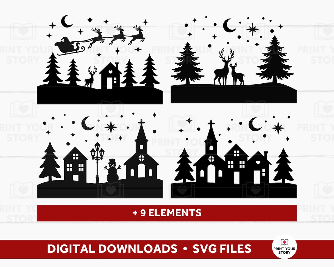 Christmas Village Svg | Winter Scene SVG | Christmas Houses Svg Bundle ...