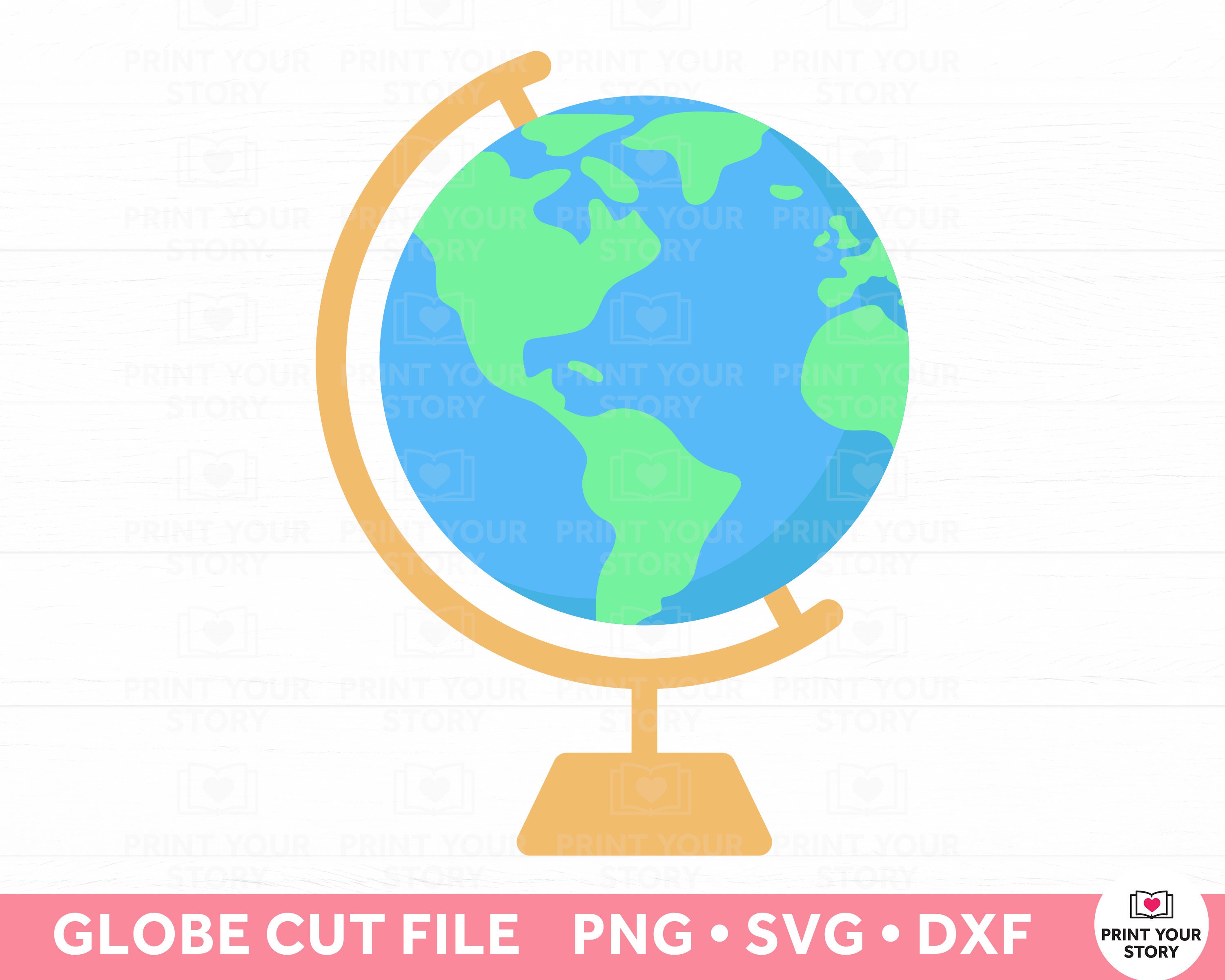 Globe SVG File Colored World Map SVG Back to School SVG - Etsy