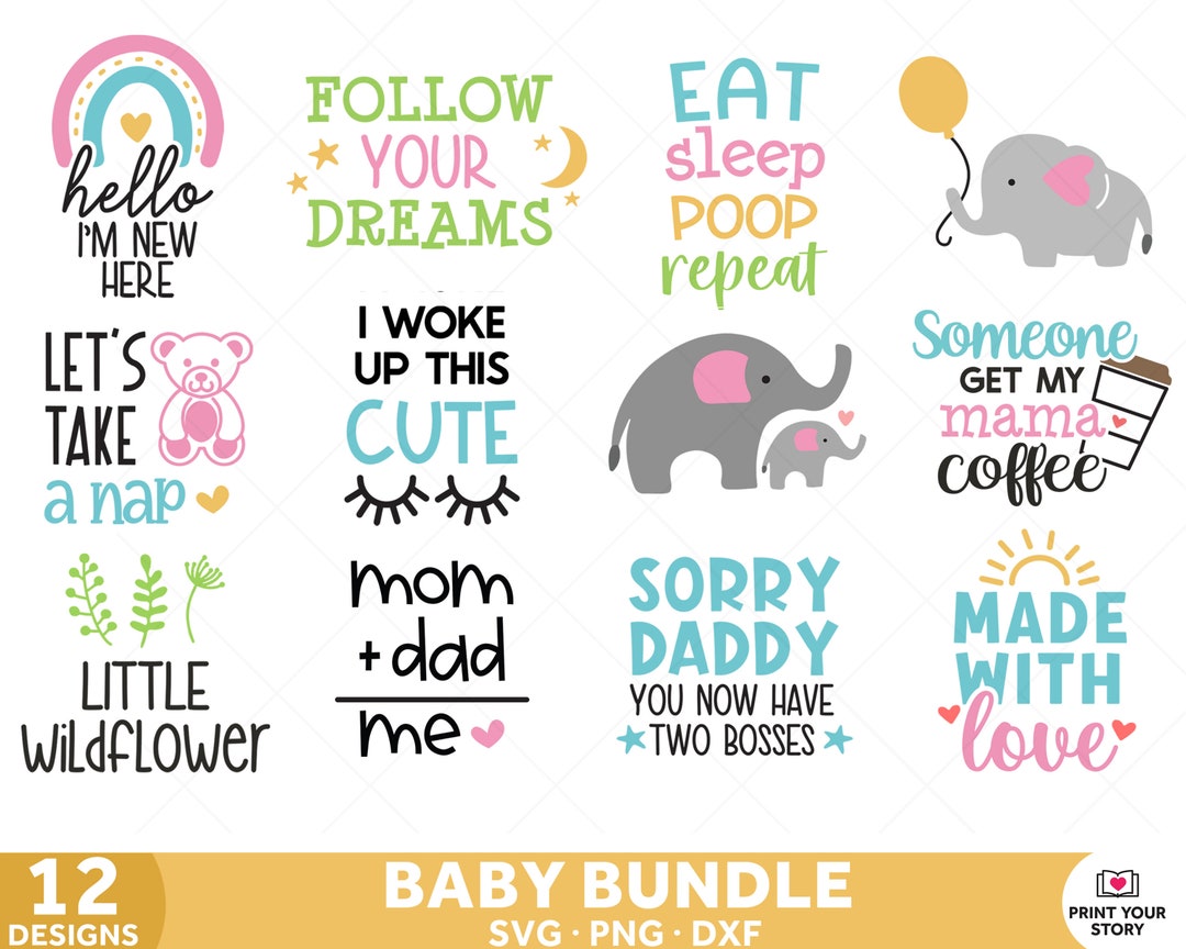 Baby SVG Bundle for Nursery, Baby Shower, Newborn SVG Files for Cricut ...