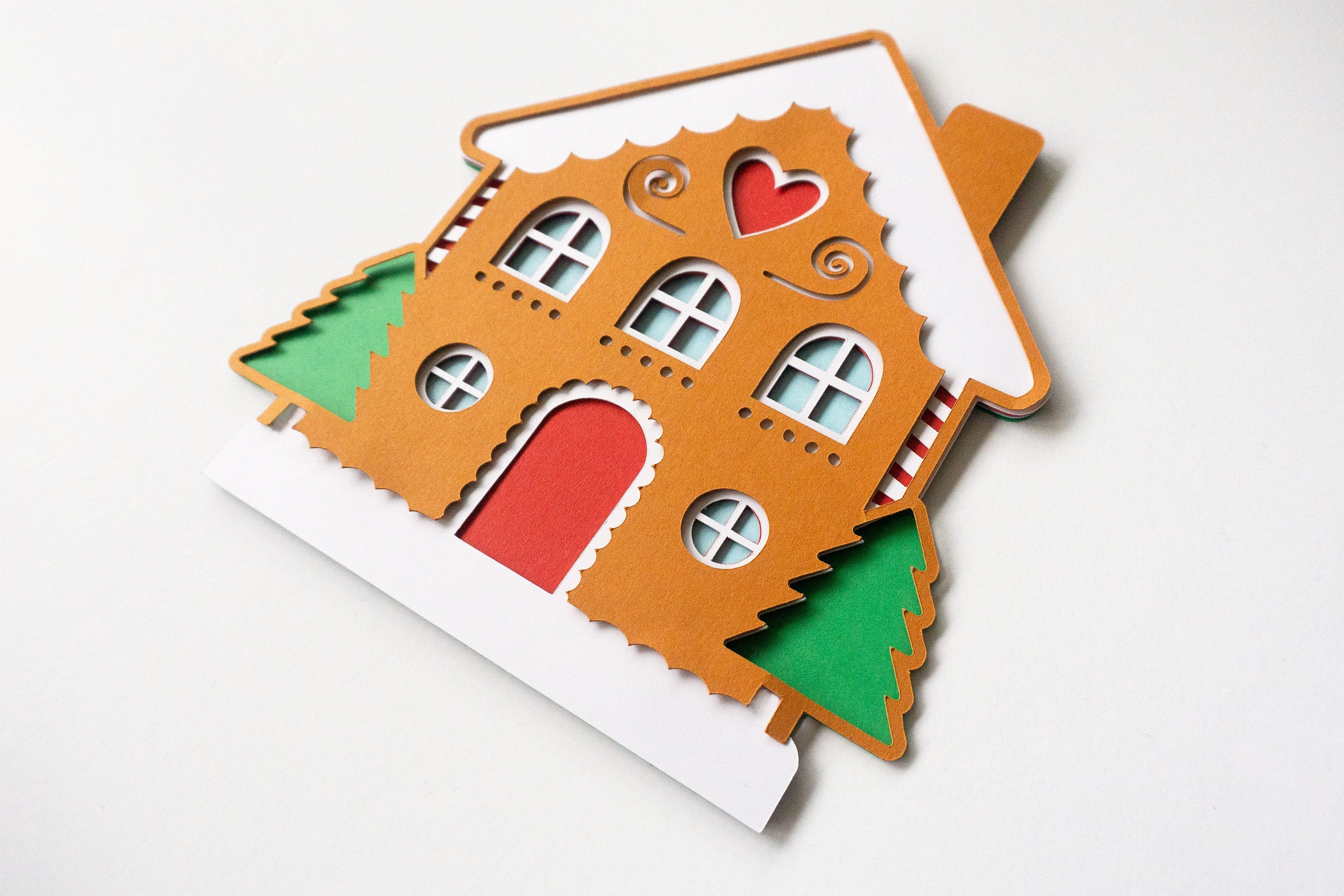 3D Gingerbread House SVG for Christmas Layered SVG File for - Etsy