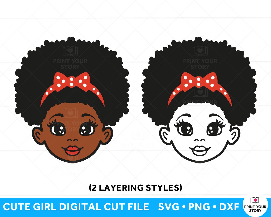 Black Girl SVG, Cute Afro Girl SVG File, Natural Hair SVG File for ...