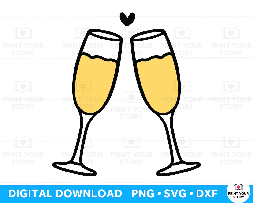 Champagne Glass SVG File, Wedding SVG File, Champagne Clink SVG ...
