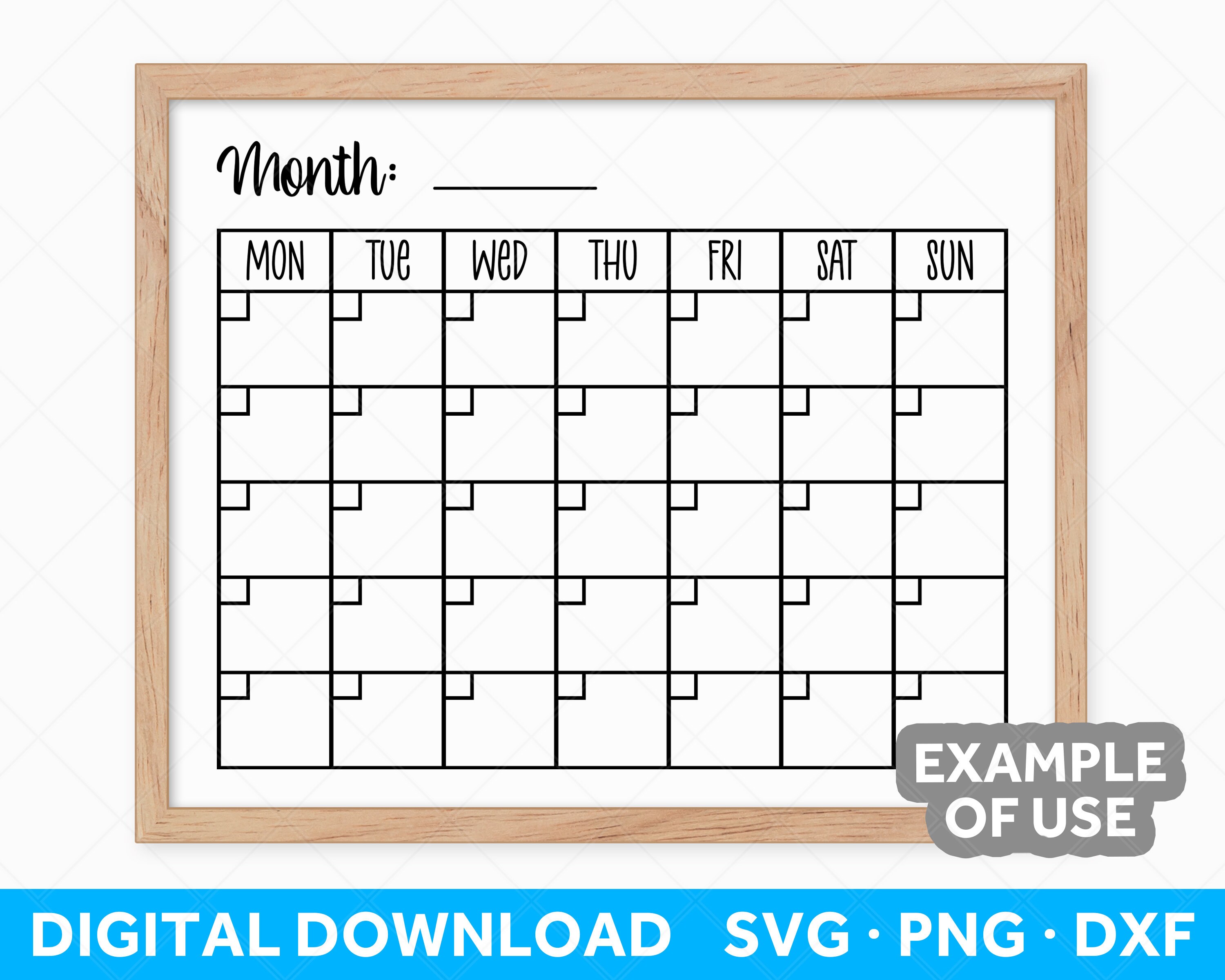Calendar SVG File for Cricut and Silhouette Cutting Machines, Planner ...