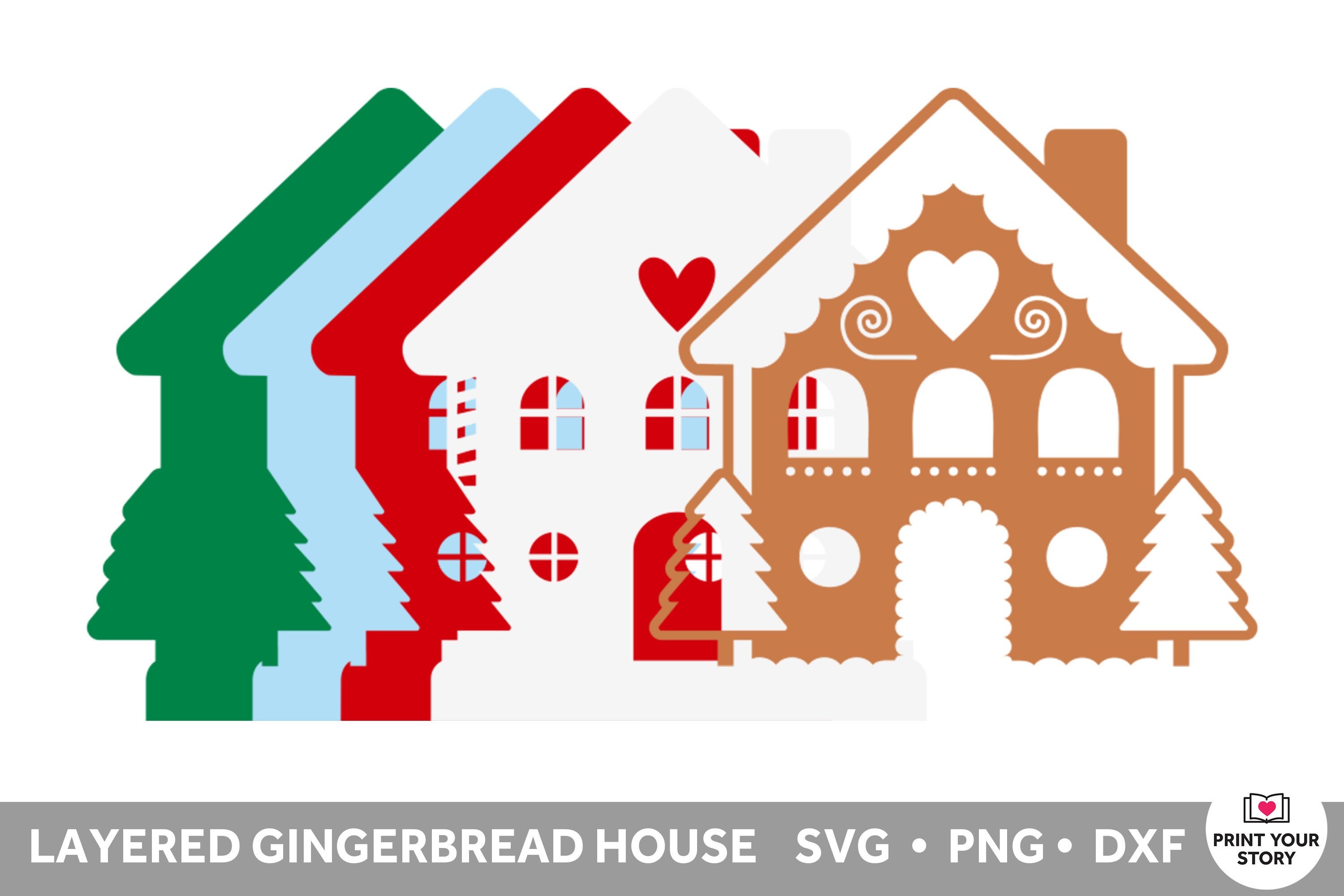 3D Gingerbread House SVG for Christmas Layered SVG File for - Etsy