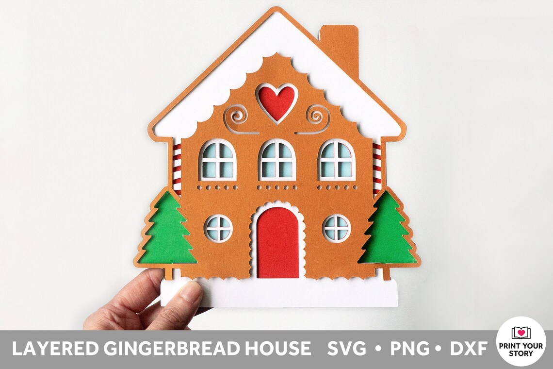 3D Gingerbread House SVG for Christmas Layered SVG File for - Etsy