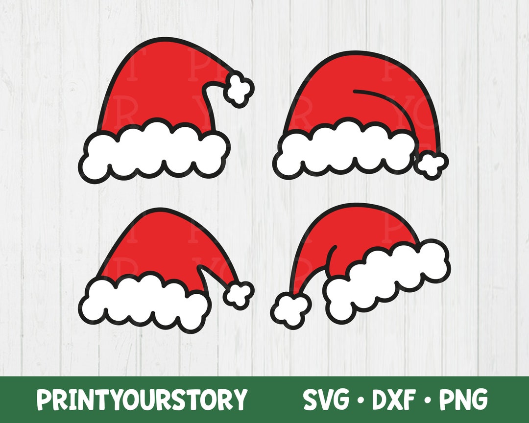 Santa Hat Christmas SVG DXF PNG Clipart Set - Instant Digital Download ...