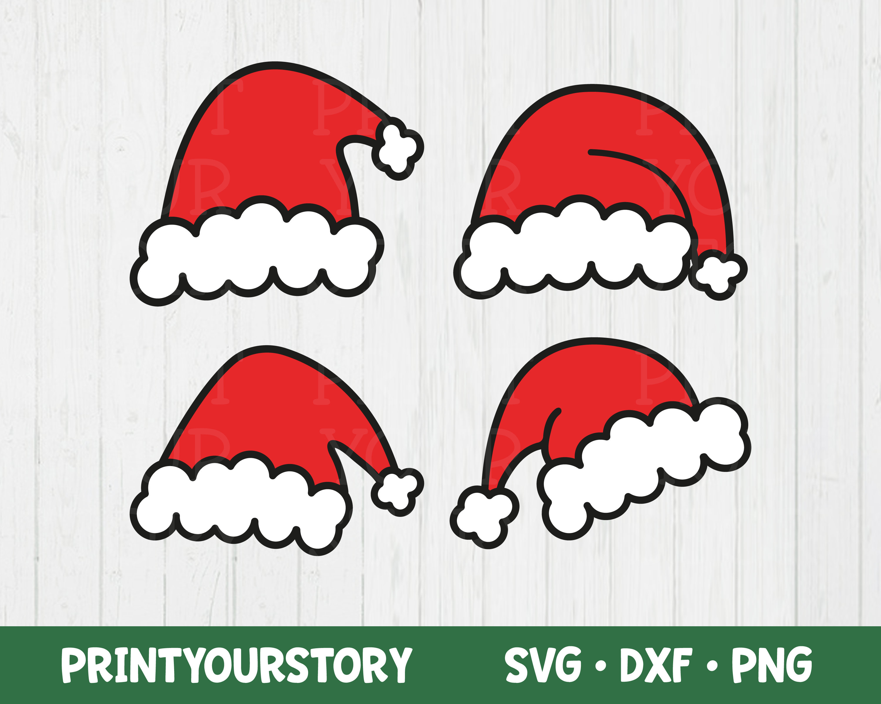Santa Hat Christmas SVG DXF PNG Clipart Set Instant Digital | Etsy
