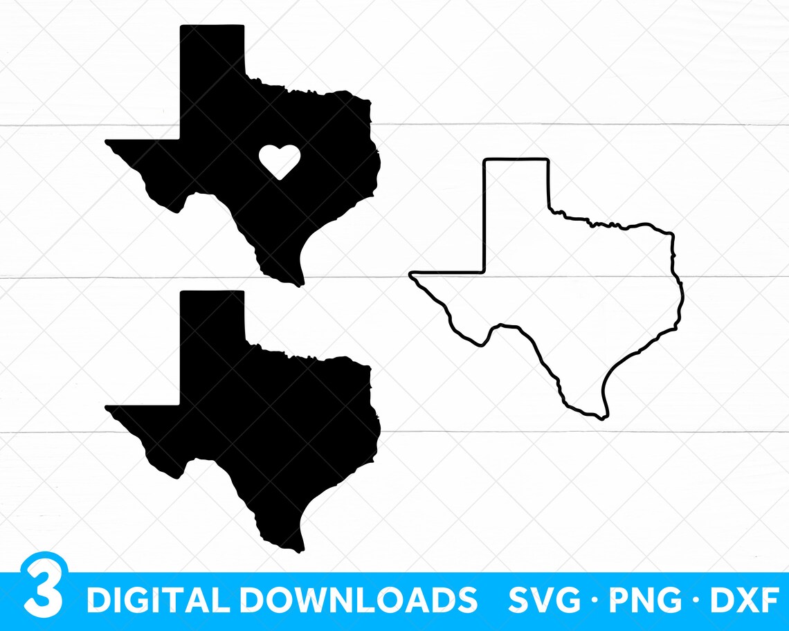 Texas SVG DXF PNG Clip Art - Instant Digital Download - États-Unis ...