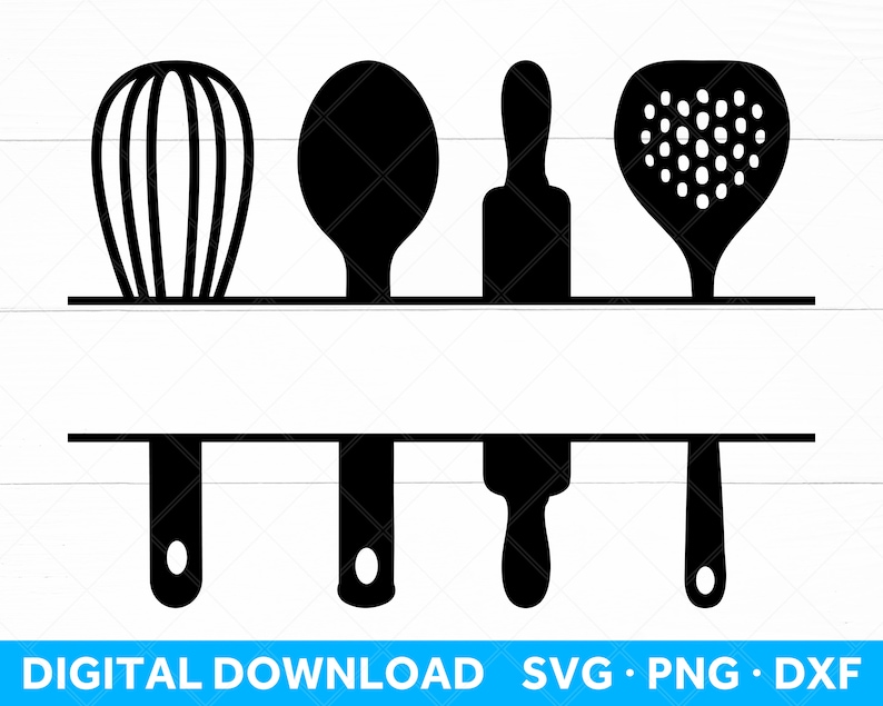 Kitchen Monogram SVG File Kitchen Utensils Split Frame Svg - Etsy