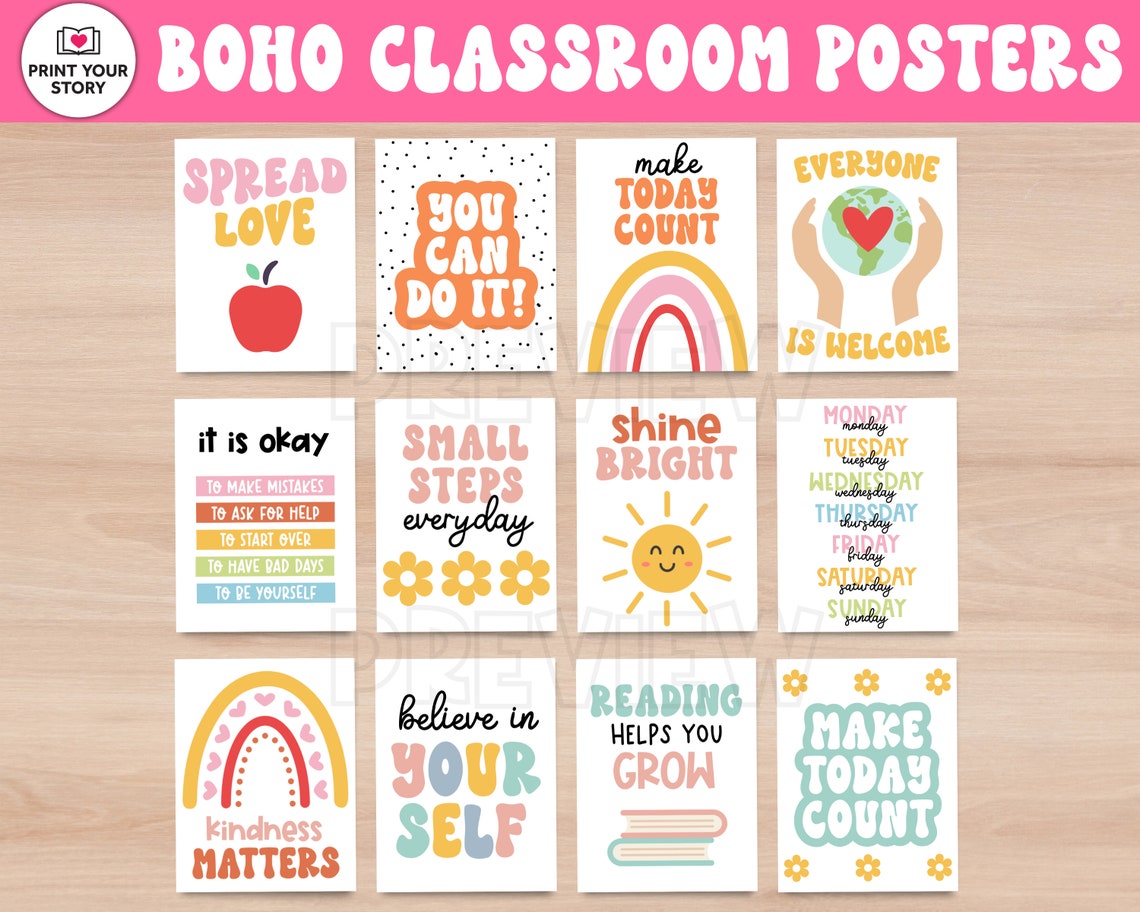 Boho Classroom Decor Groovy Classroom Posters Downloads - Etsy