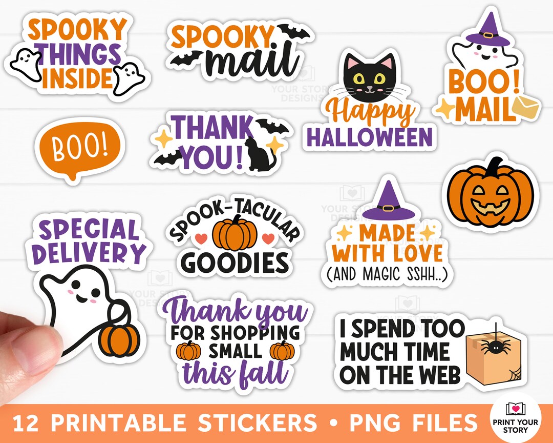 Halloween Business Stickers | Packaging Sticker Bundle | Printable ...