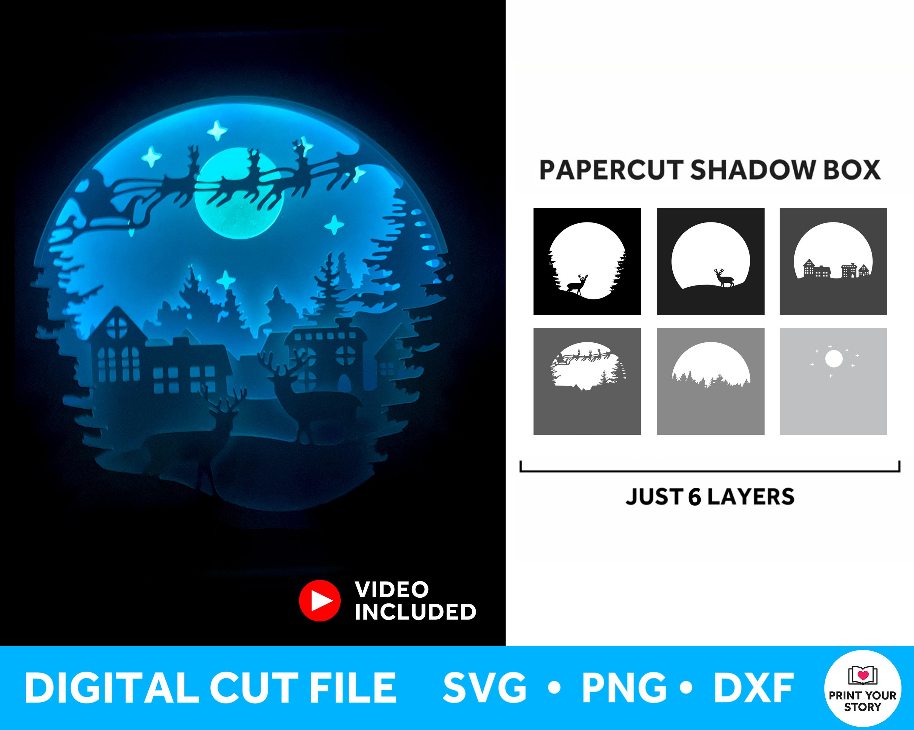 Christmas Shadow Box SVG Light Box SVG Christmas SVG for - Etsy UK