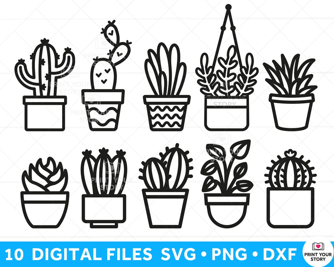 Cactus SVG Files Bundle, Succulent SVG Files, Houseplants SVG Bundle ...