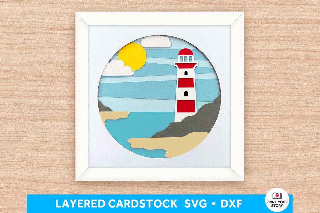 3D Lighthouse SVG File, Layered Papercut Cardstock SVG Shadow Box for ...