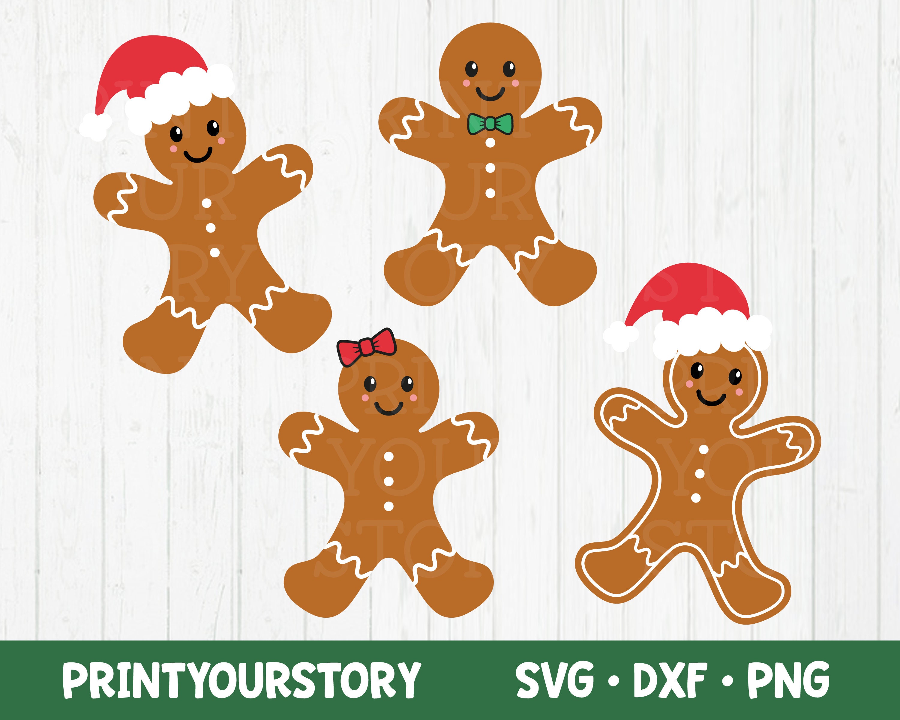 Gingerbread Christmas SVG DXF PNG Clipart Set Instant | Etsy