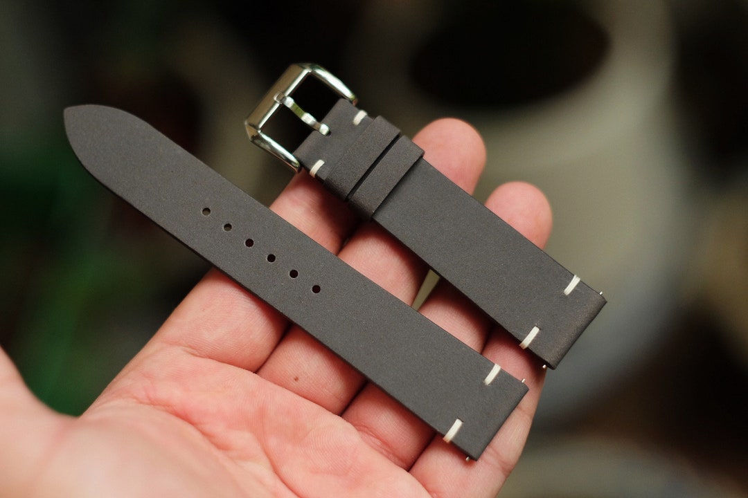 Calfskin Gray Strap, Watch Band Leather Handmade, Bespoke, All Size ...
