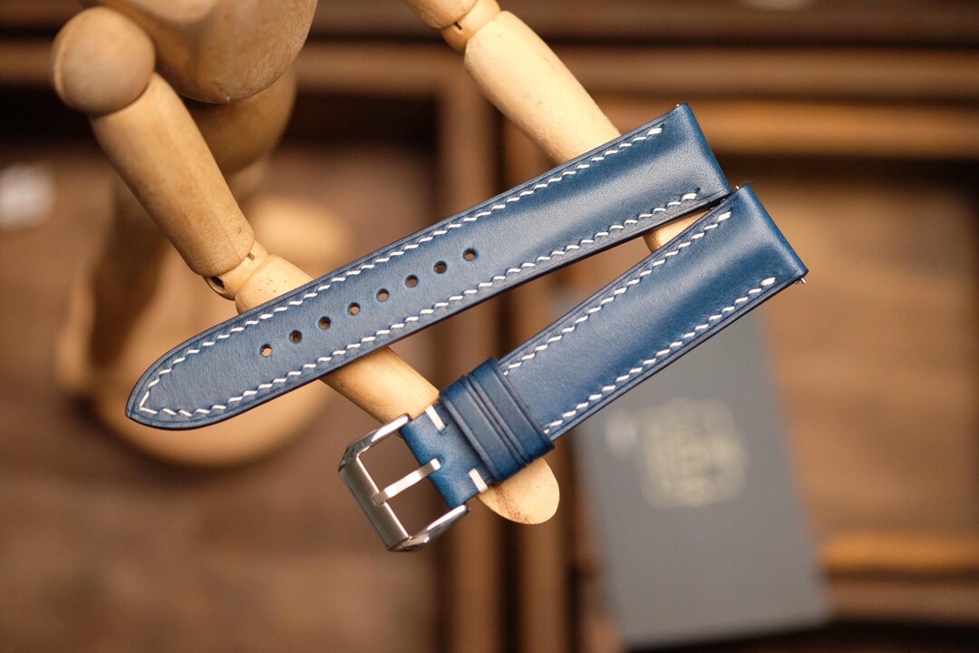 Buttero Blue Leather Watch Band: Handmade, Personalized, All Sizes - Etsy