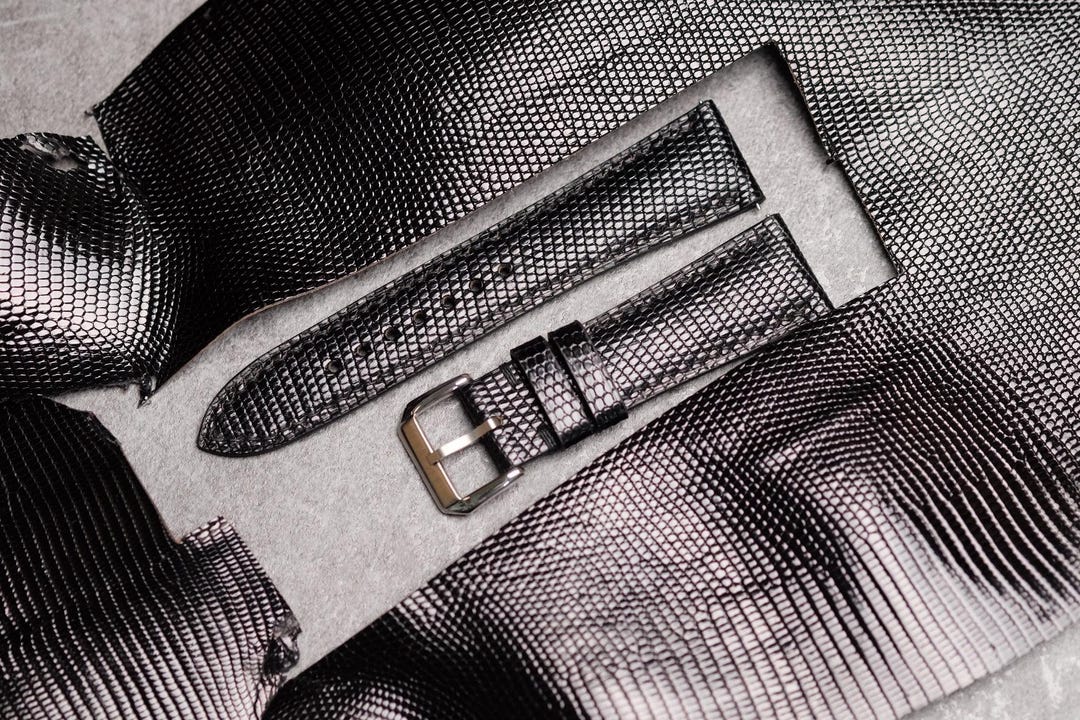 Lizard Black Strap,leather Watch Band Handmade,personalized, All Size ...