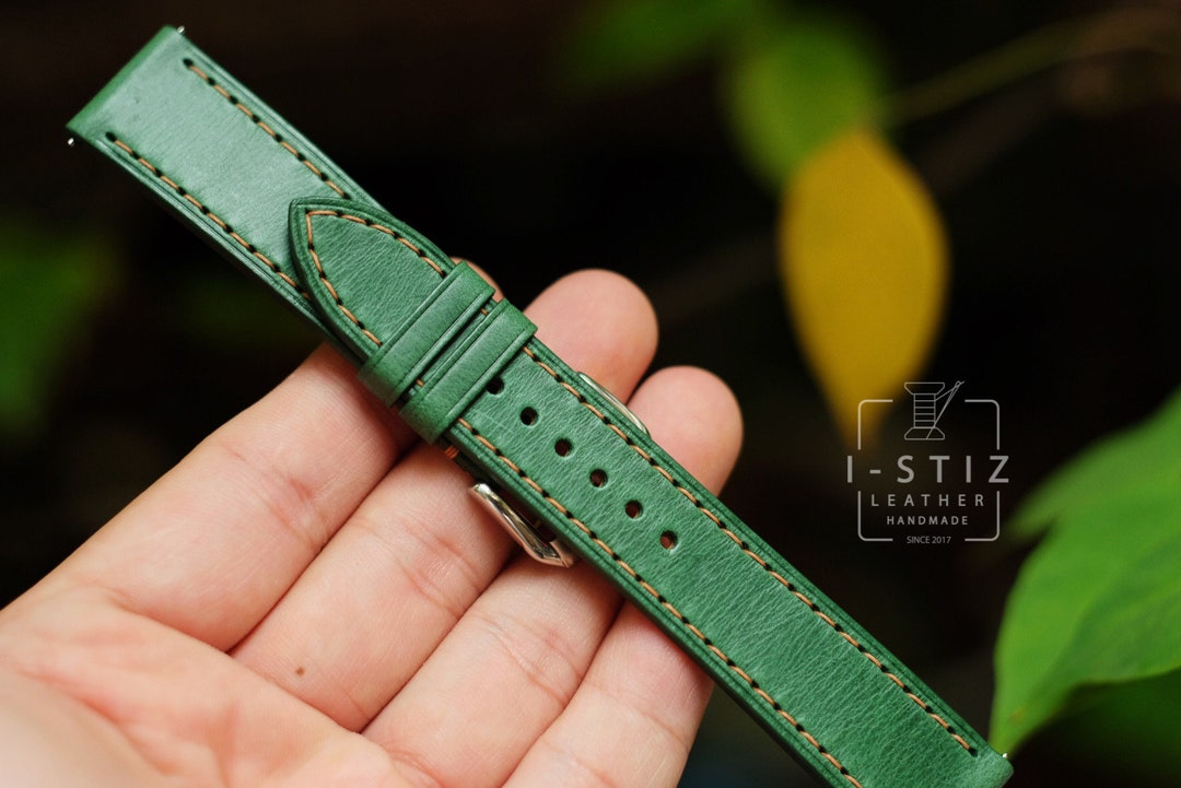 Buttero Green Color,calfskin Watch Band Handmade,personalized, All Size ...