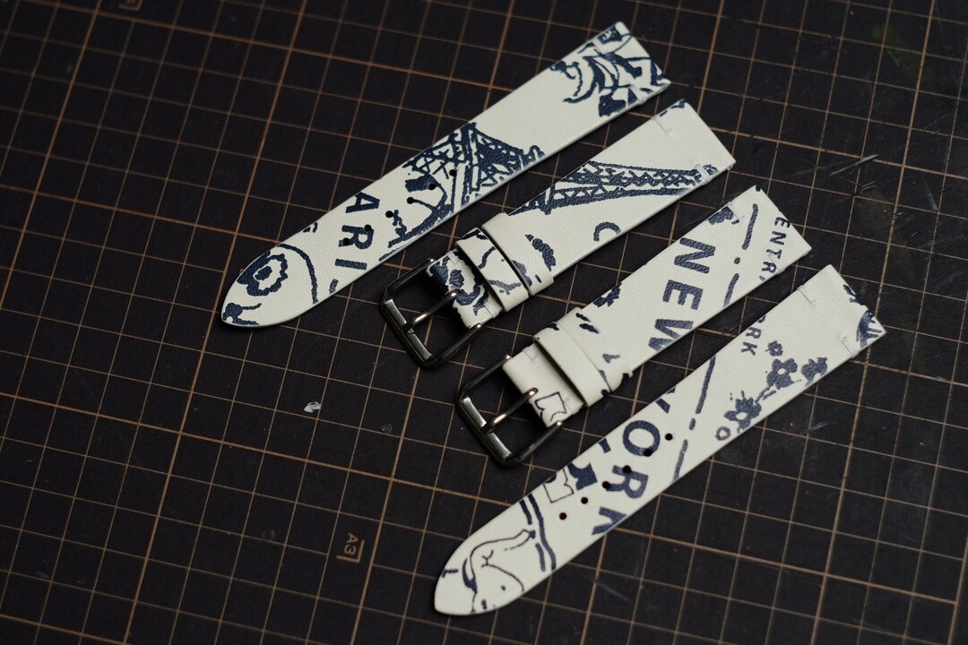 World Landmarks Leather Watch Band: Handmade Calfskin Strap - Etsy