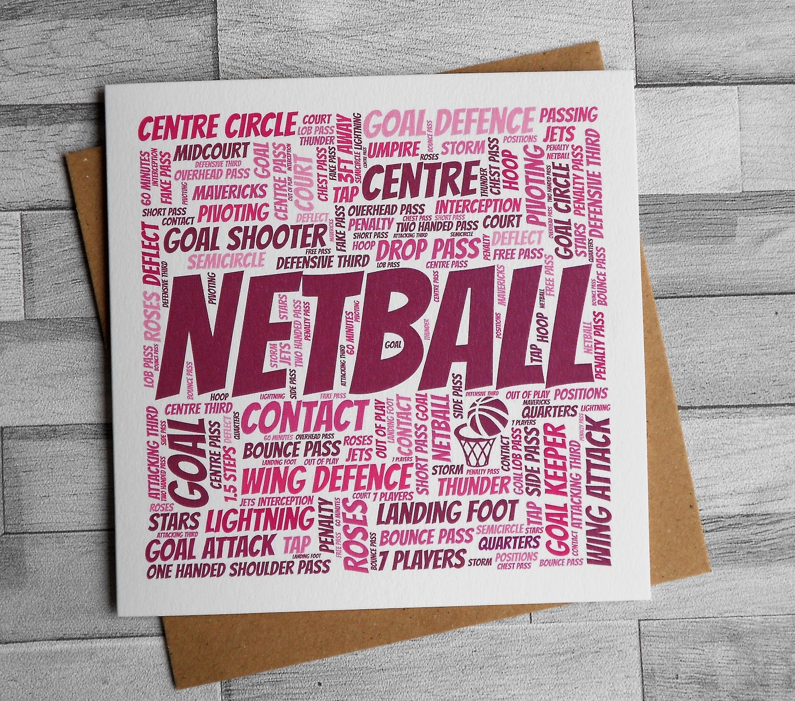 NETBALL Themed Card Goal Centre Wing Attack Goal | Etsy UK